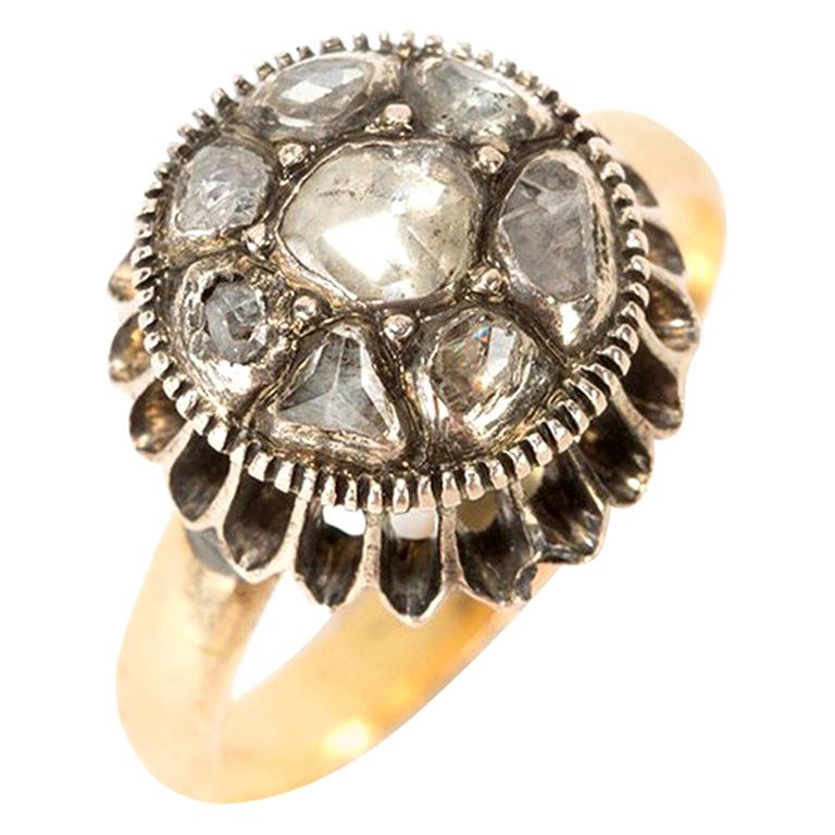 Gold Ring with 9 Diamonds at 1stDibs