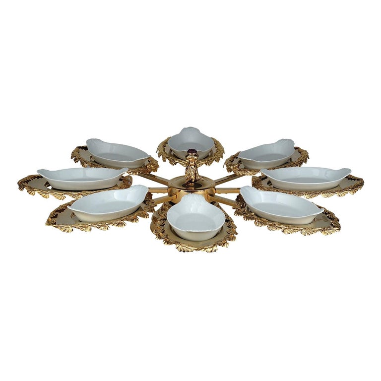 Gold Rotating Hors D'oeuvre Plate For Sale at 1stDibs