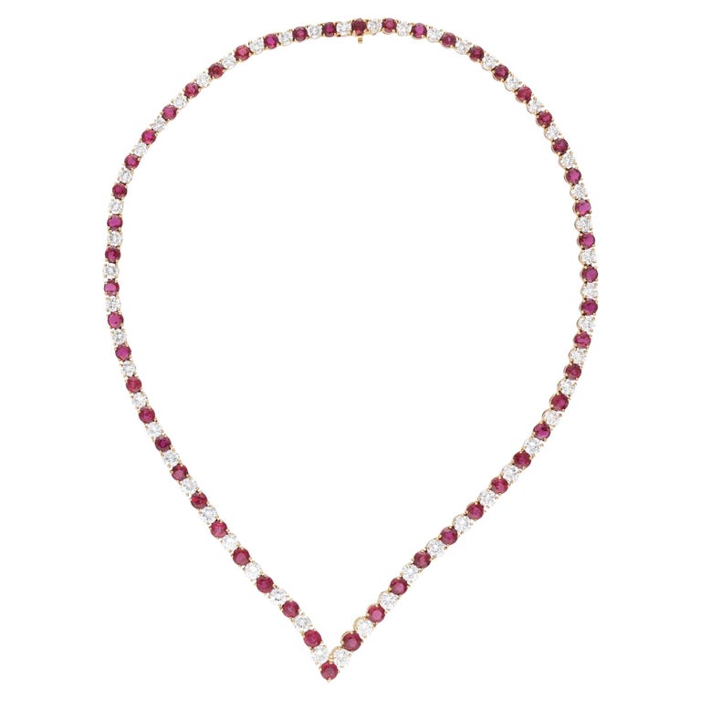 Gold, Ruby, and Diamond Necklace For Sale at 1stDibs
