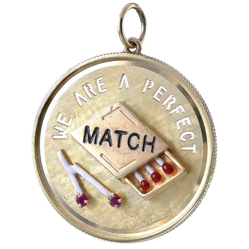 Gold, Ruby and Enamel Perfect Match Charm at 1stDibs