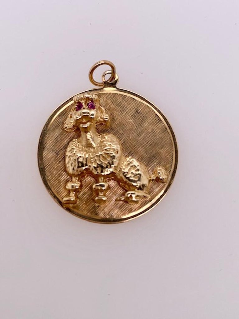 Gold and Ruby Poodle Charm For Sale at 1stDibs