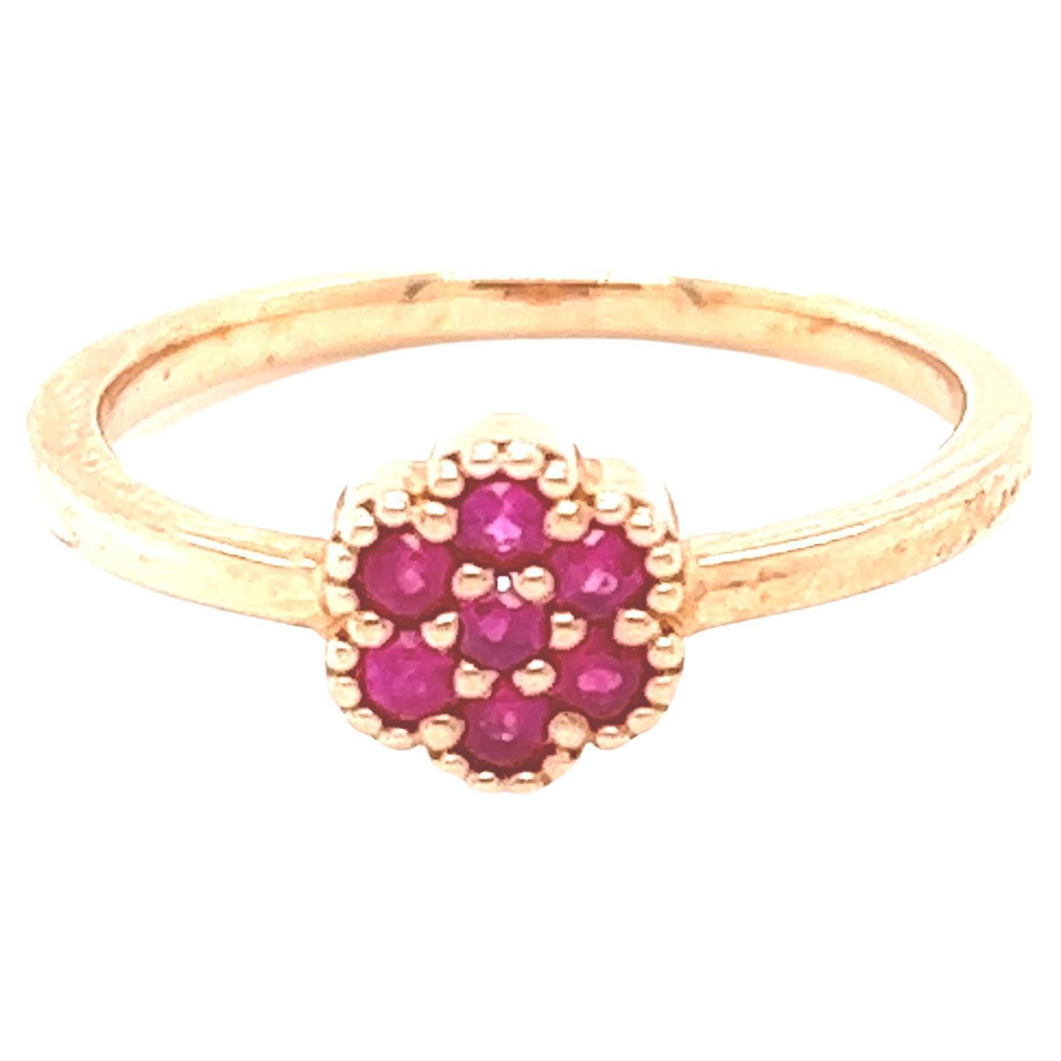 Flexible 7-Row Ruby Rose Gold Ring at 1stDibs