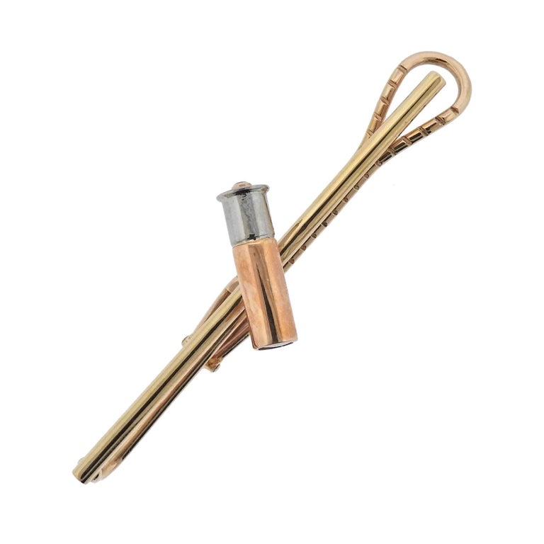 Gold Ruby Shotgun Tie Bar Clip at 1stDibs | ruby tie clip, shotgun tie clip