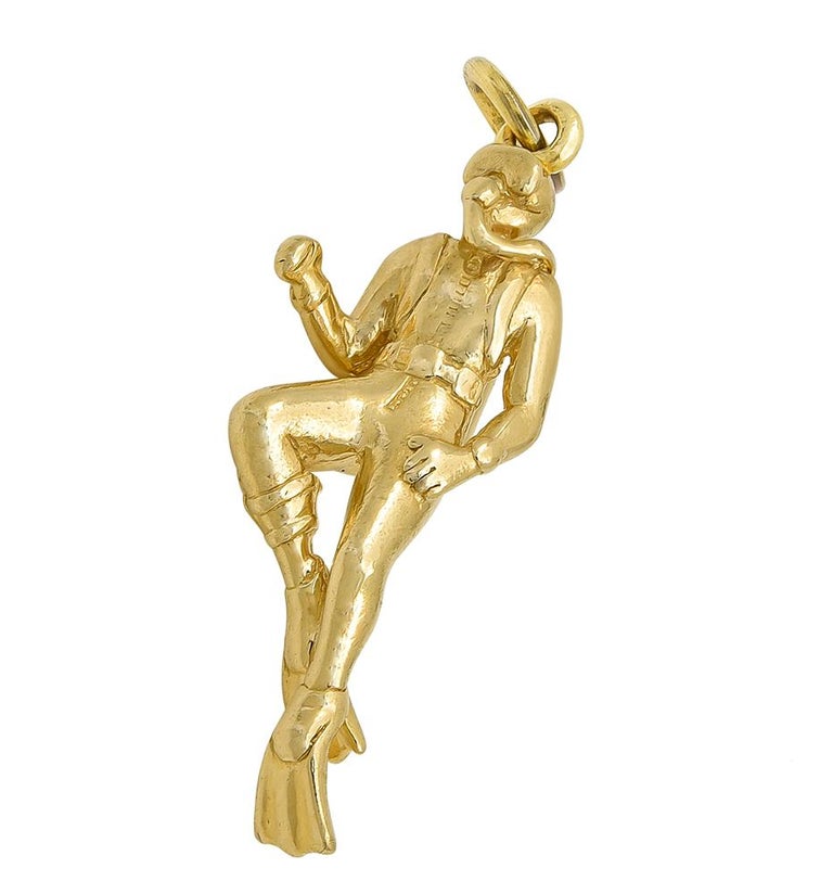 Gold Scuba Diver Charm For Sale at 1stDibs