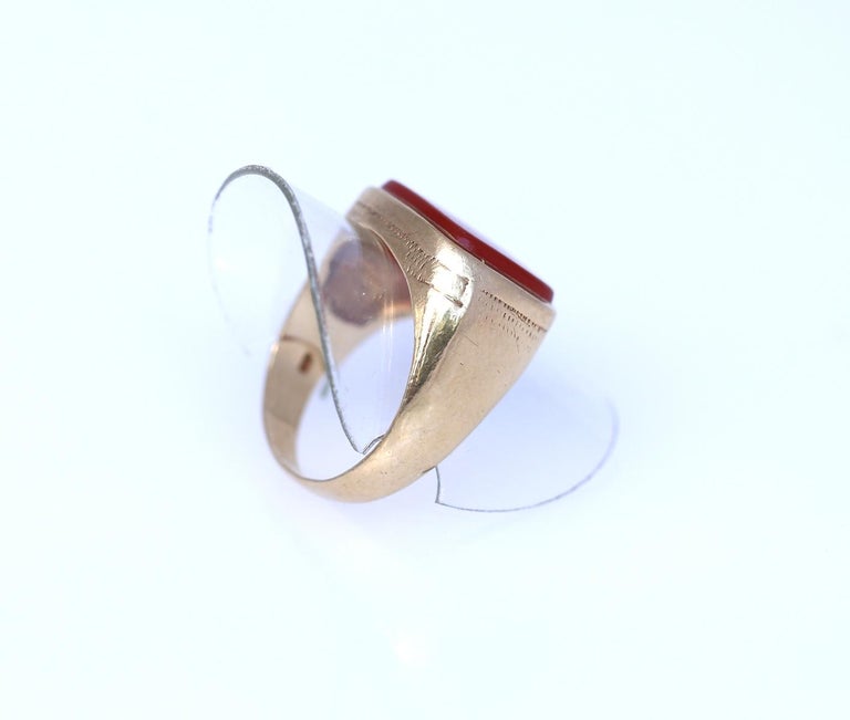 Gold Signet Cornelian Gentlemen Ring 9K Gold Uncarved, 1900 For Sale at ...