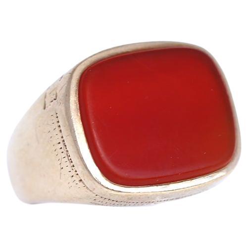 Gold Signet Cornelian Gentlemen Ring 9K Gold Uncarved, 1900 For Sale at ...