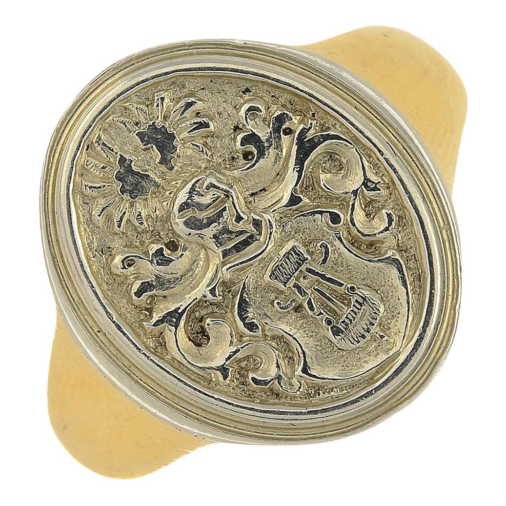 Gold Signet Family Crest Ring at 1stDibs