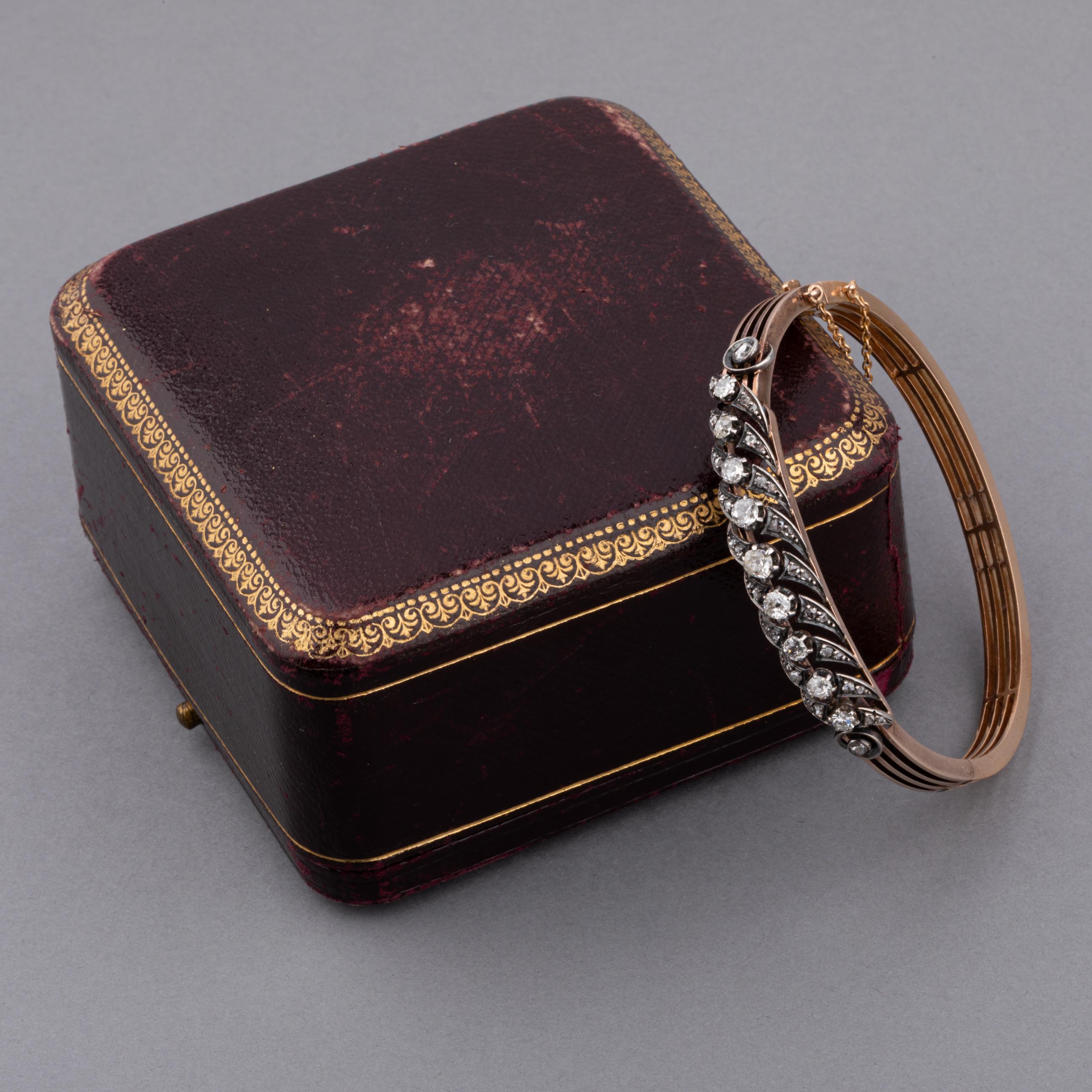 Gold Silver and Diamonds French Antique Bracelet For Sale at 1stDibs