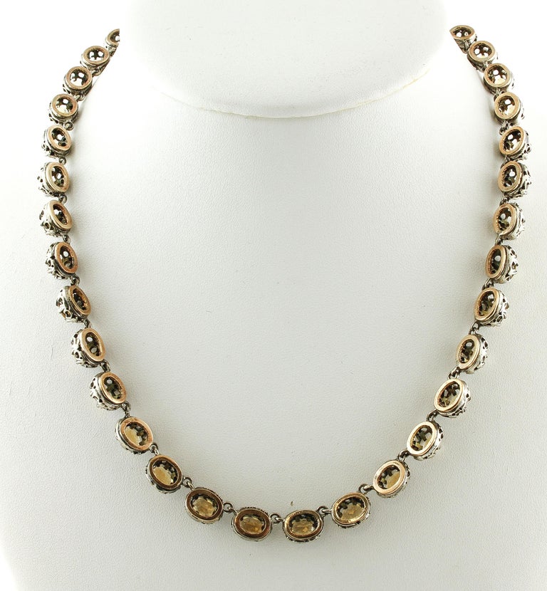 Gold Silver Topaz Necklace at 1stDibs
