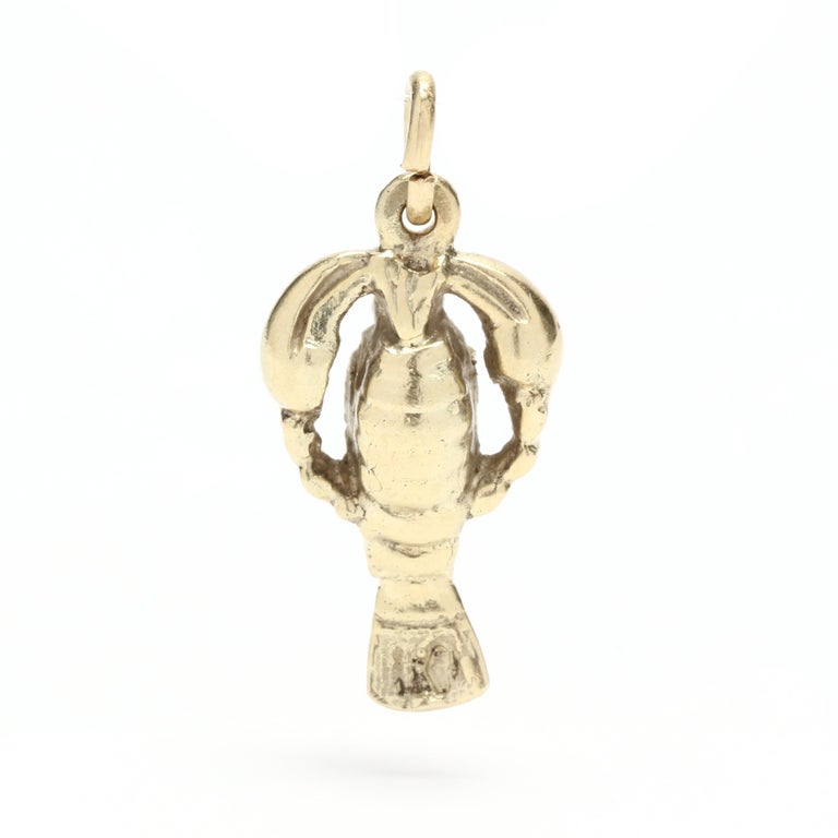 Gold Small Lobster Charm, 14KT Yellow Gold, Length 3/4 Inch, Sea Life ...