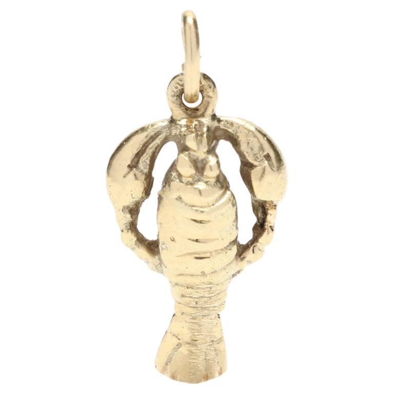 Gold Small Lobster Charm, 14KT Yellow Gold, Length 3/4 Inch, Sea Life ...