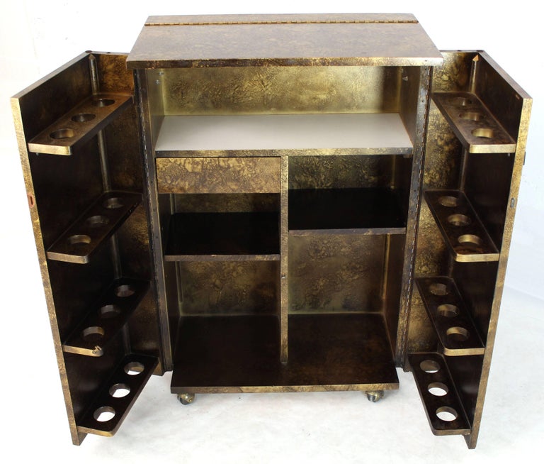 Gold Splatter Tortoise Shell Finish Bar Liquor Cabinet on Wheels at ...