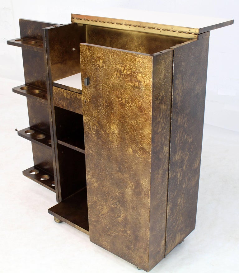 Gold Splatter Tortoise Shell Finish Bar Liquor Cabinet on Wheels at ...