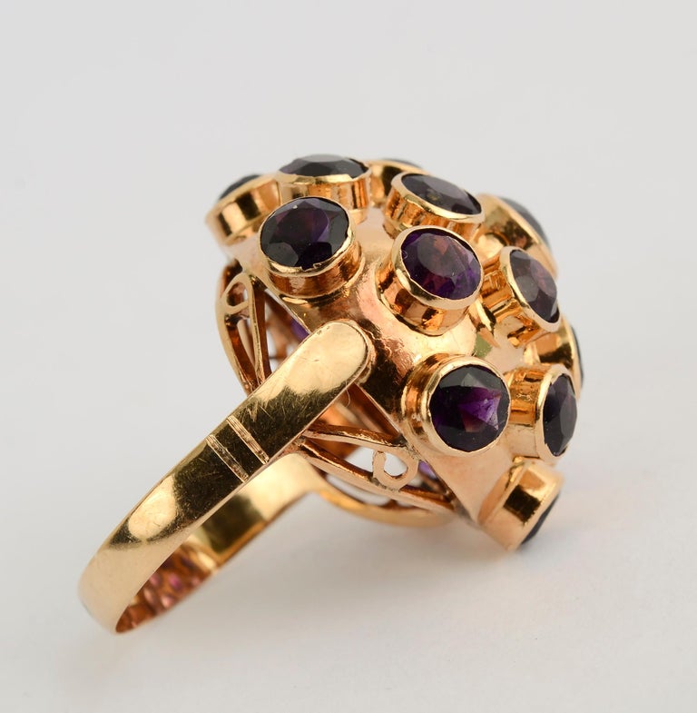 Gold Sputnik Ring with Amethysts at 1stDibs