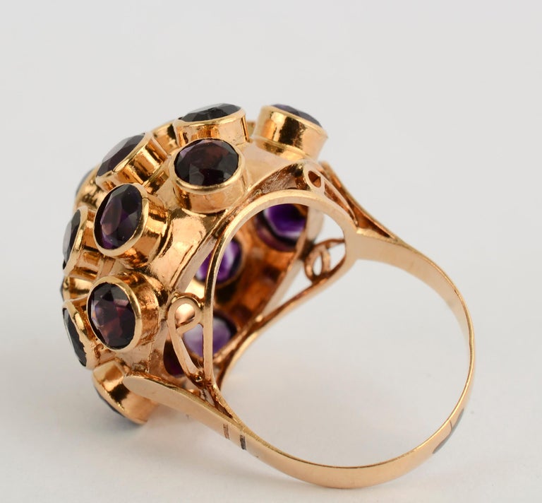 Gold Sputnik Ring with Amethysts at 1stDibs
