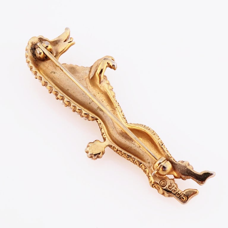 Gold Standing Poodle Dog Figural Brooch With Seed Pearl Pavé By Ciner ...