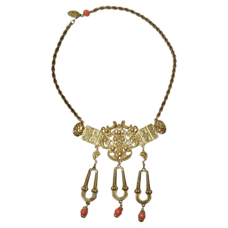 Gold Statement Victorian Necklace For Sale at 1stDibs