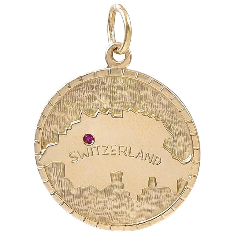 Gold Switzerland Charm at 1stdibs