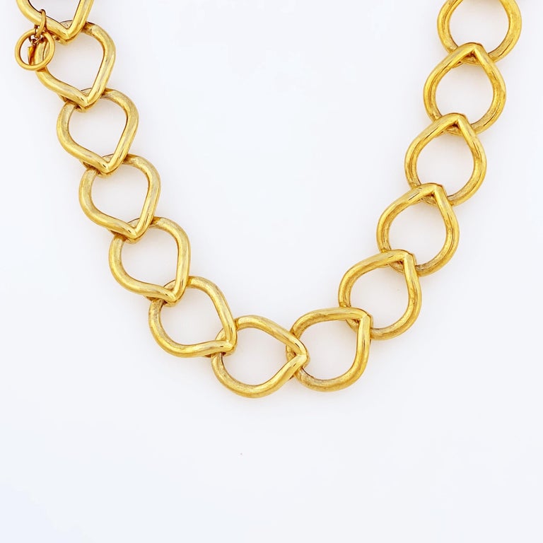 Gold Teardrop Link Chain Choker Necklace By Anne Klein, 1980s For Sale ...