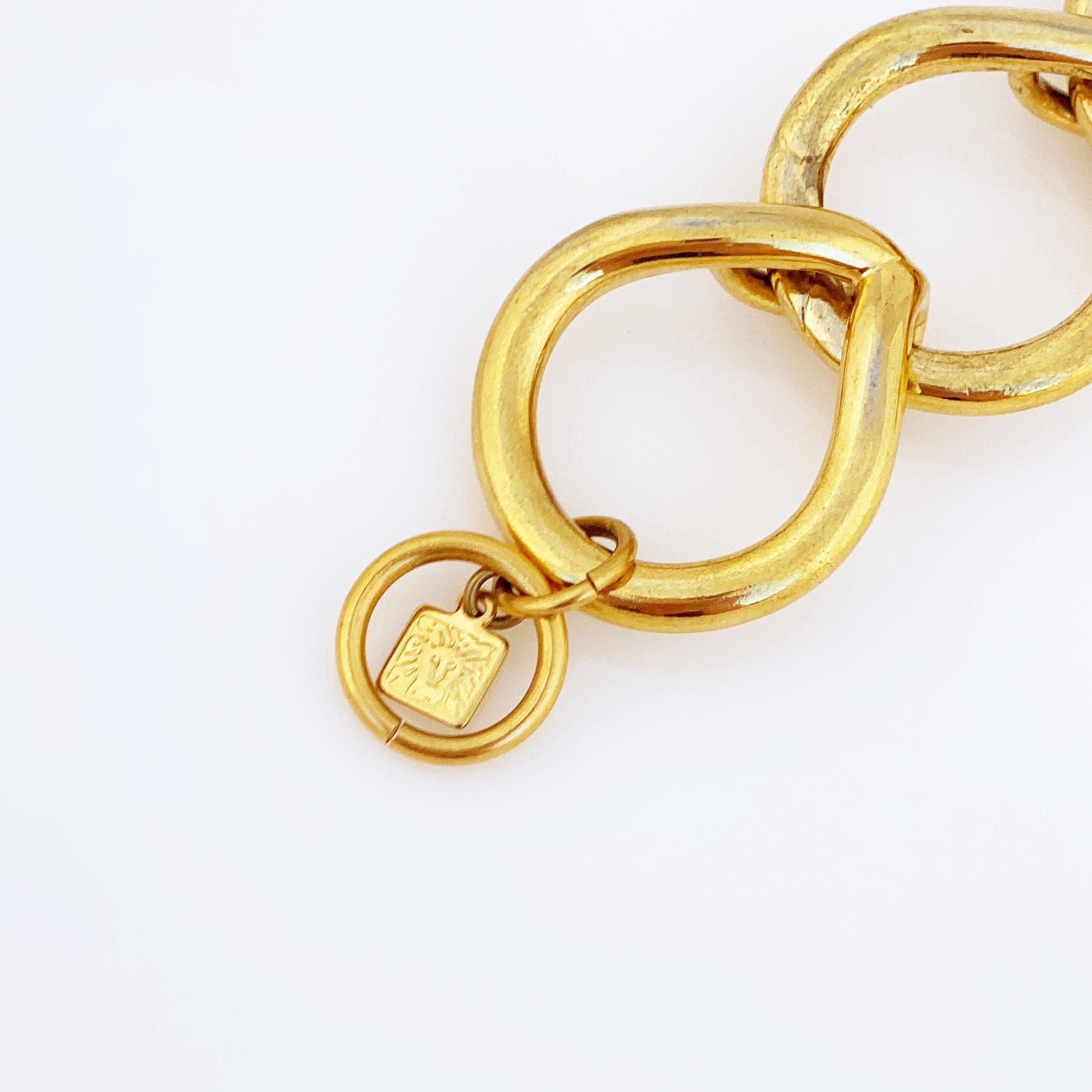 Gold Teardrop Link Chain Choker Necklace By Anne Klein, 1980s For Sale ...