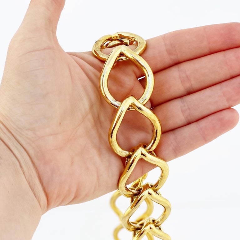 Gold Teardrop Link Chain Choker Necklace By Anne Klein, 1980s For Sale ...