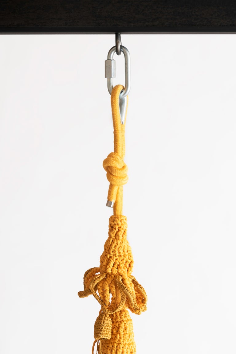 Gold Textile Swing Handmade Crochet in Cotton and Polyester with Oak ...