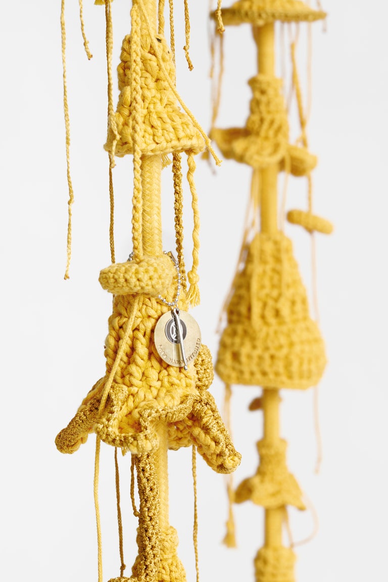 Gold Textile Swing Handmade Crochet in Cotton and Polyester with Oak ...