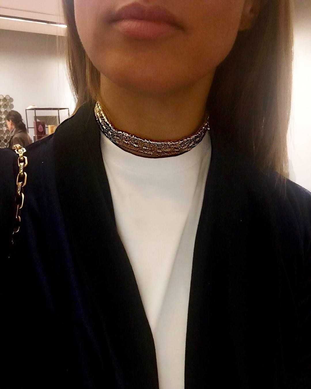 Gold Thin Lace Choker Goddess Look and Moldable, Gold Plated For Sale ...