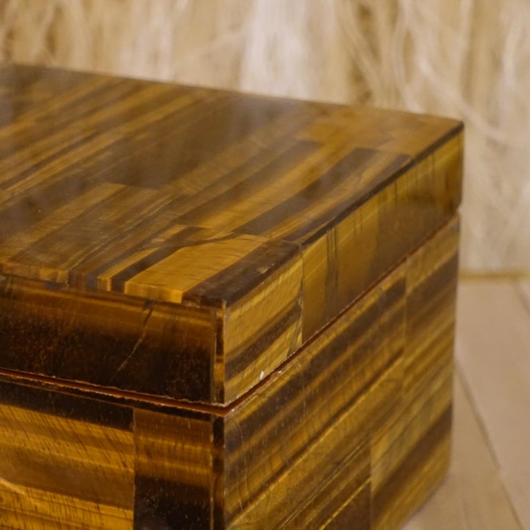 Gold Tiger Eye Decorative Square Box at 1stDibs