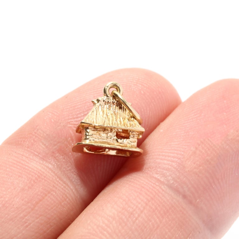 Gold Tiki Hut Charm, 14K Gold, Mini Tiki Hut Charm, Tropical Vacation ...