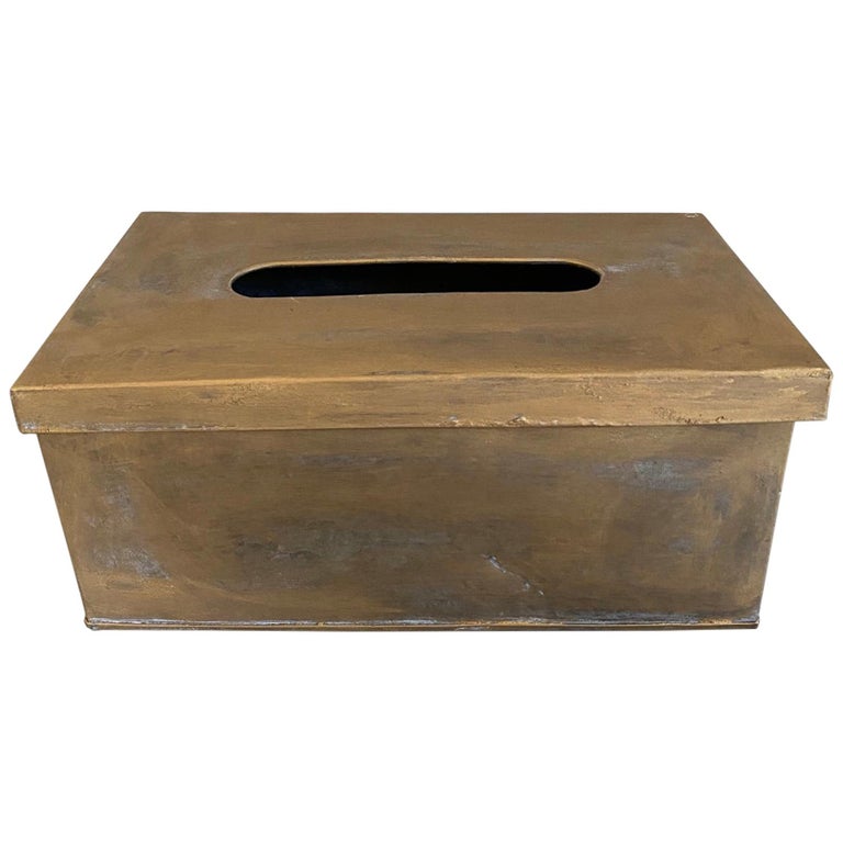 Gold Toned Metal Tissue Box For Sale at 1stDibs