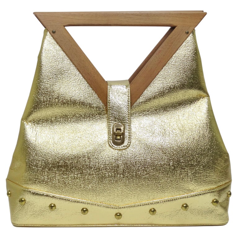 Gold V Top-Handle HandBag circa 1960s For Sale at 1stDibs