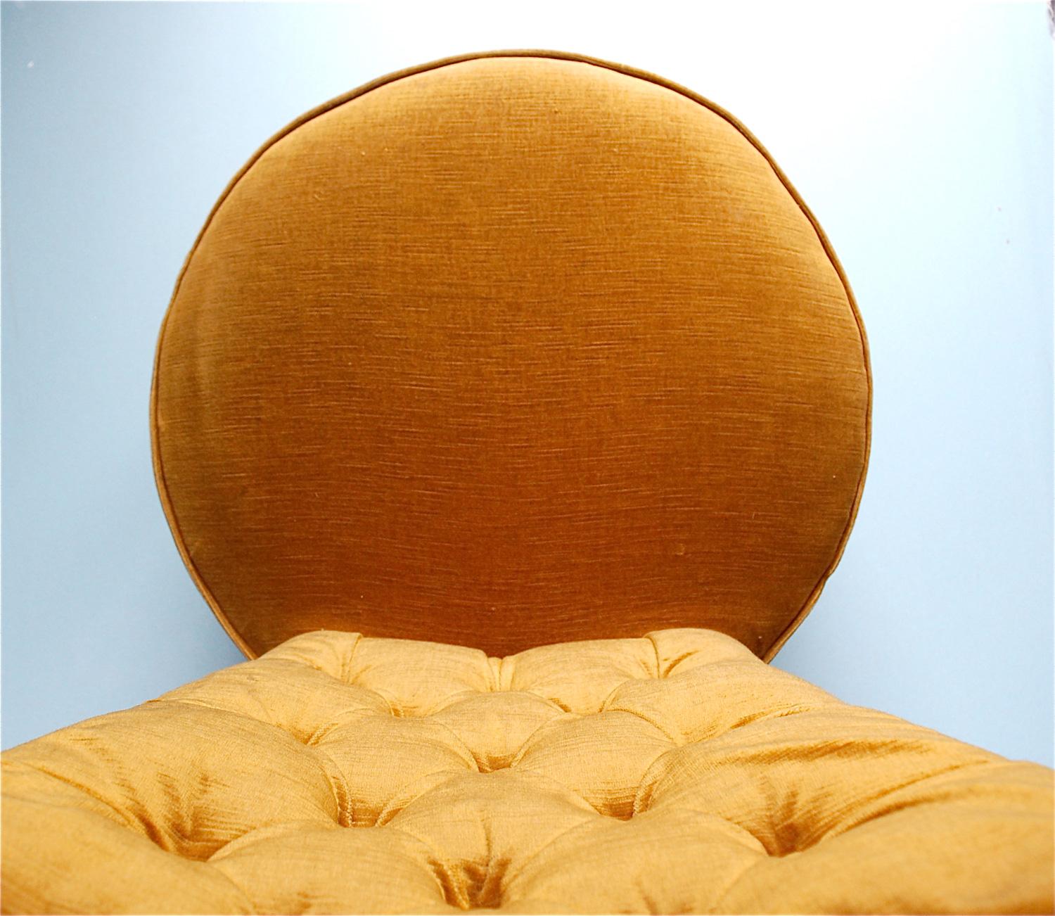 Gold Velvet Slipper Chair with Built in Drawer For Sale at 1stDibs
