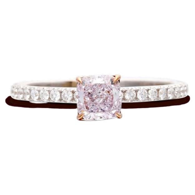 Gold, Very Light Pink Diamond and Diamond Ring For Sale at 1stDibs