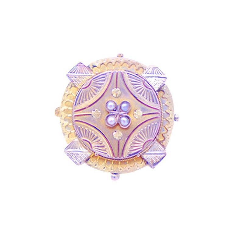 Gold Victorian Hidden Picture Locket Pin Pearl For Sale at 1stDibs