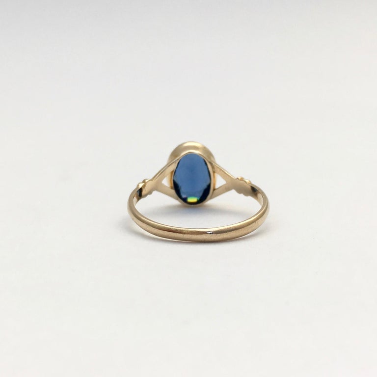 Gold Vintage Jewelry Blue Glass Synthetic Gemstone Paste Ring 1920s ...
