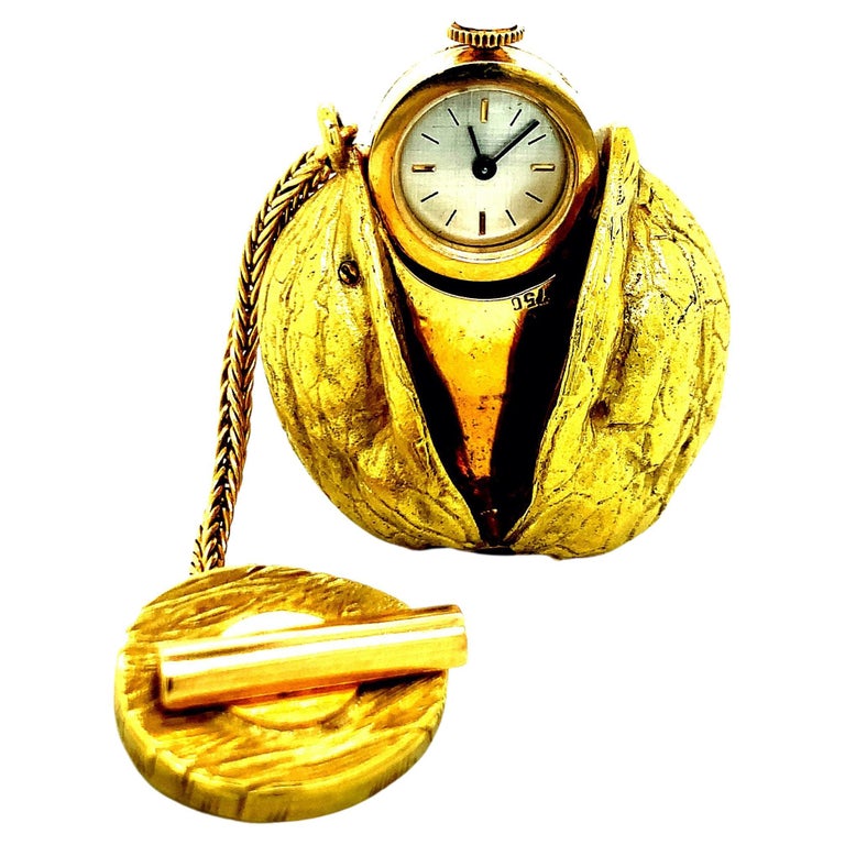 Gold Walnut with Hidden Watch For Sale at 1stDibs