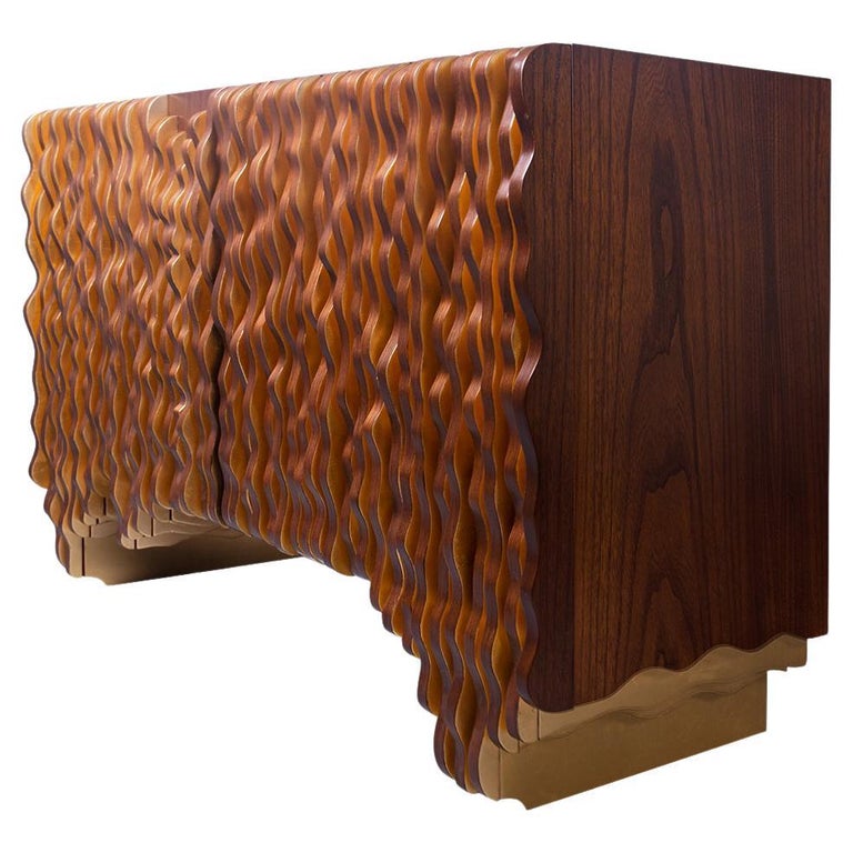 Gold Wave Console For Sale at 1stDibs