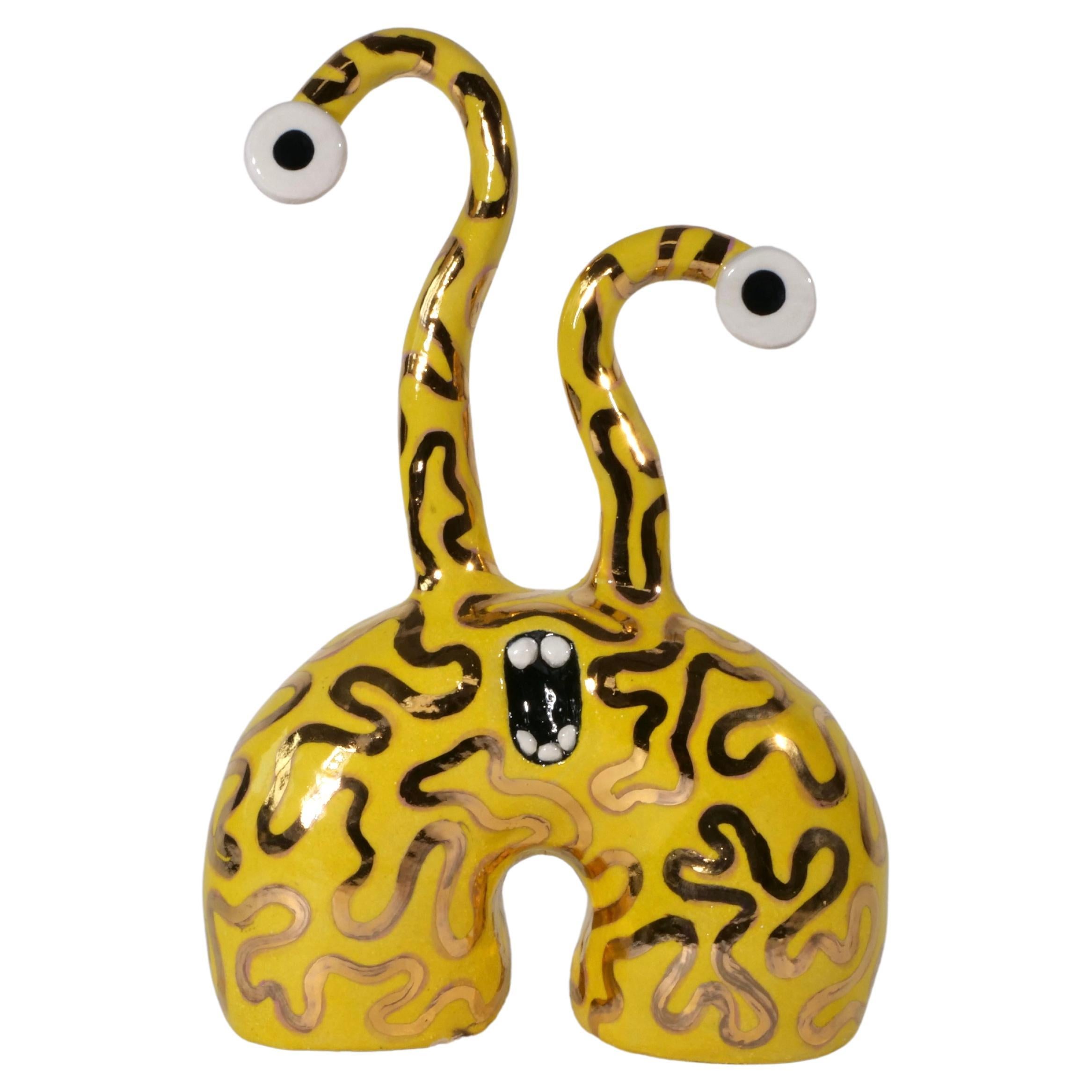 Gold Wiggle Monster - Ceramic with Gold Lustre For Sale at 1stDibs
