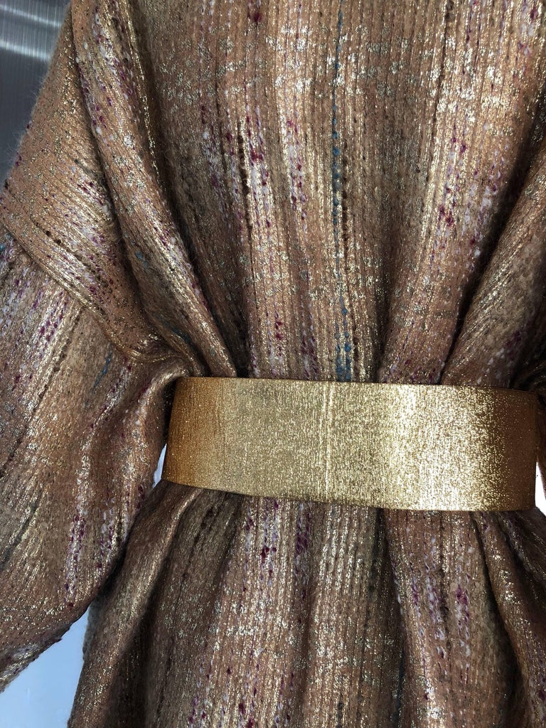 Gold Woven Mohair Shawl Collar Duster and Gold Lame Obi Belt at 1stDibs ...
