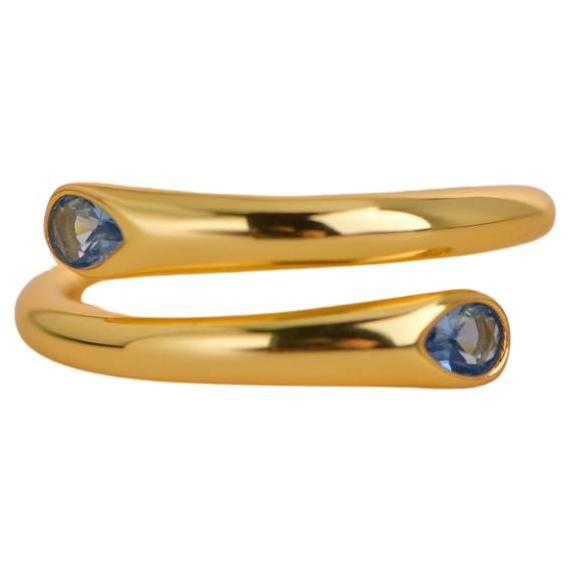 Gold Zircon Eye Shaped Stone Open Ring at 1stDibs