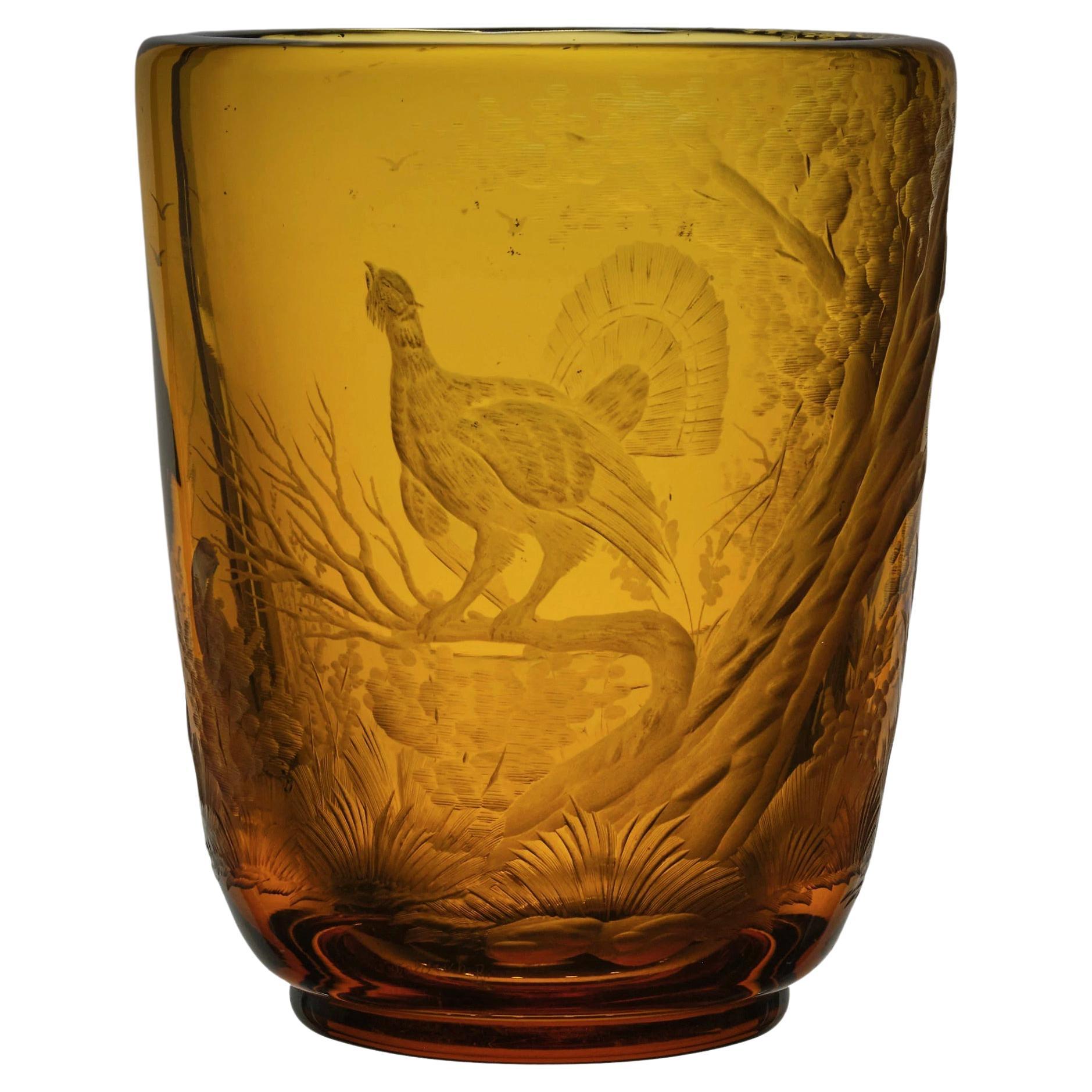 Set of Two Amber Colored Vases by Moser Glassworks at 1stDibs