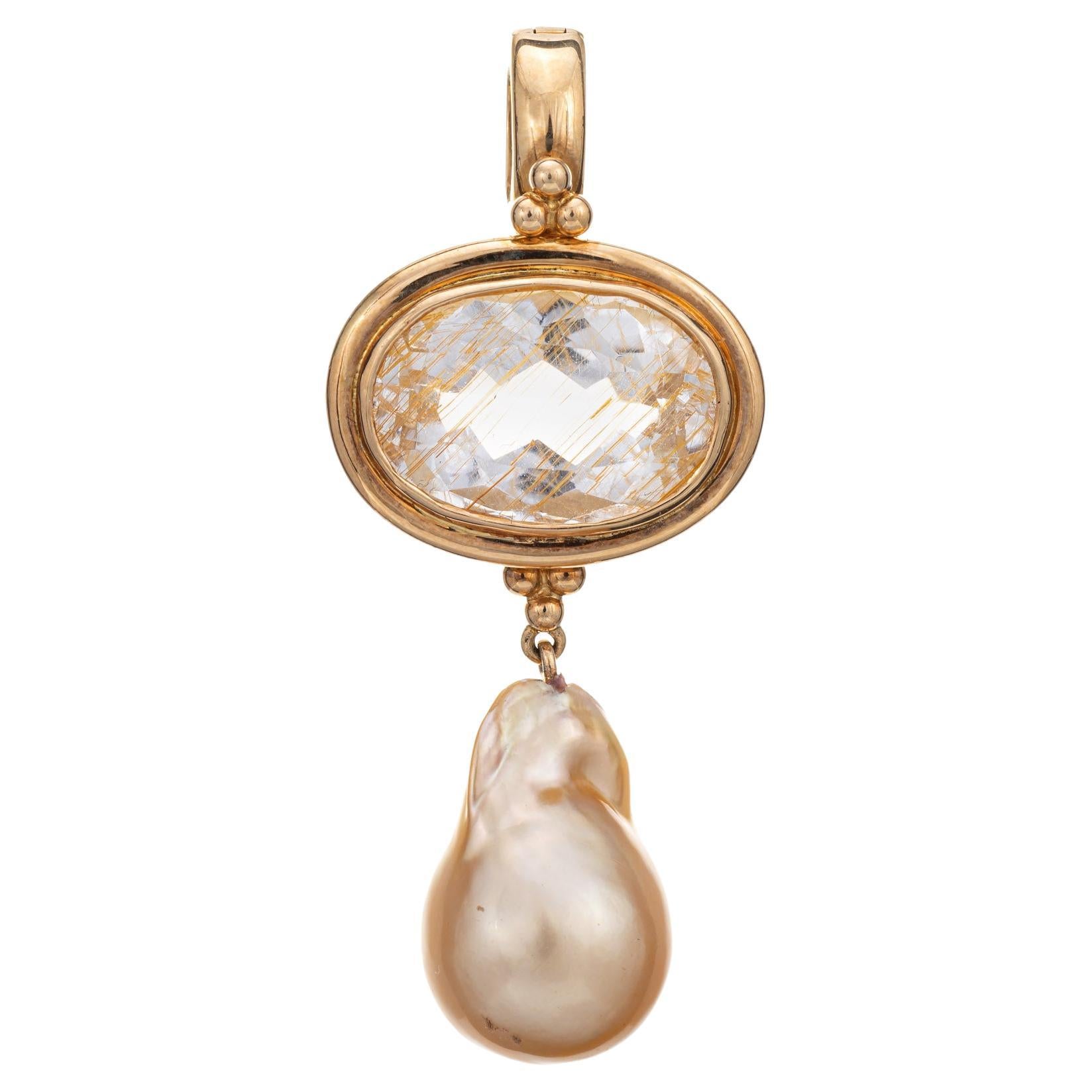 14k Yellow Gold Pink Freshwater Teardrop Shaped Pearl Drop Pendant For ...