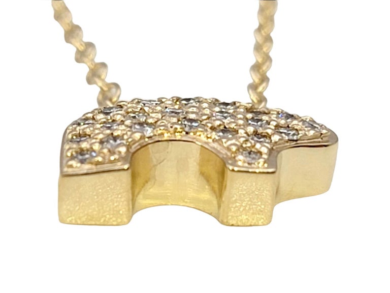 Golden Bear Pave Diamond Baby Bear Pendant Necklace in 14 Karat Yellow ...