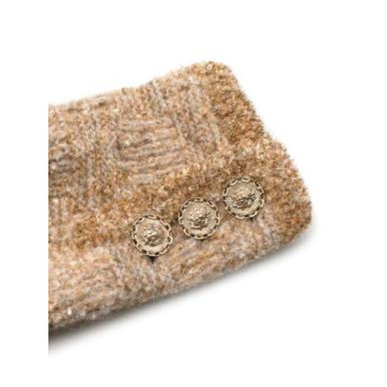 golden beige lurex fantasy tweed belted coat For Sale at 1stDibs