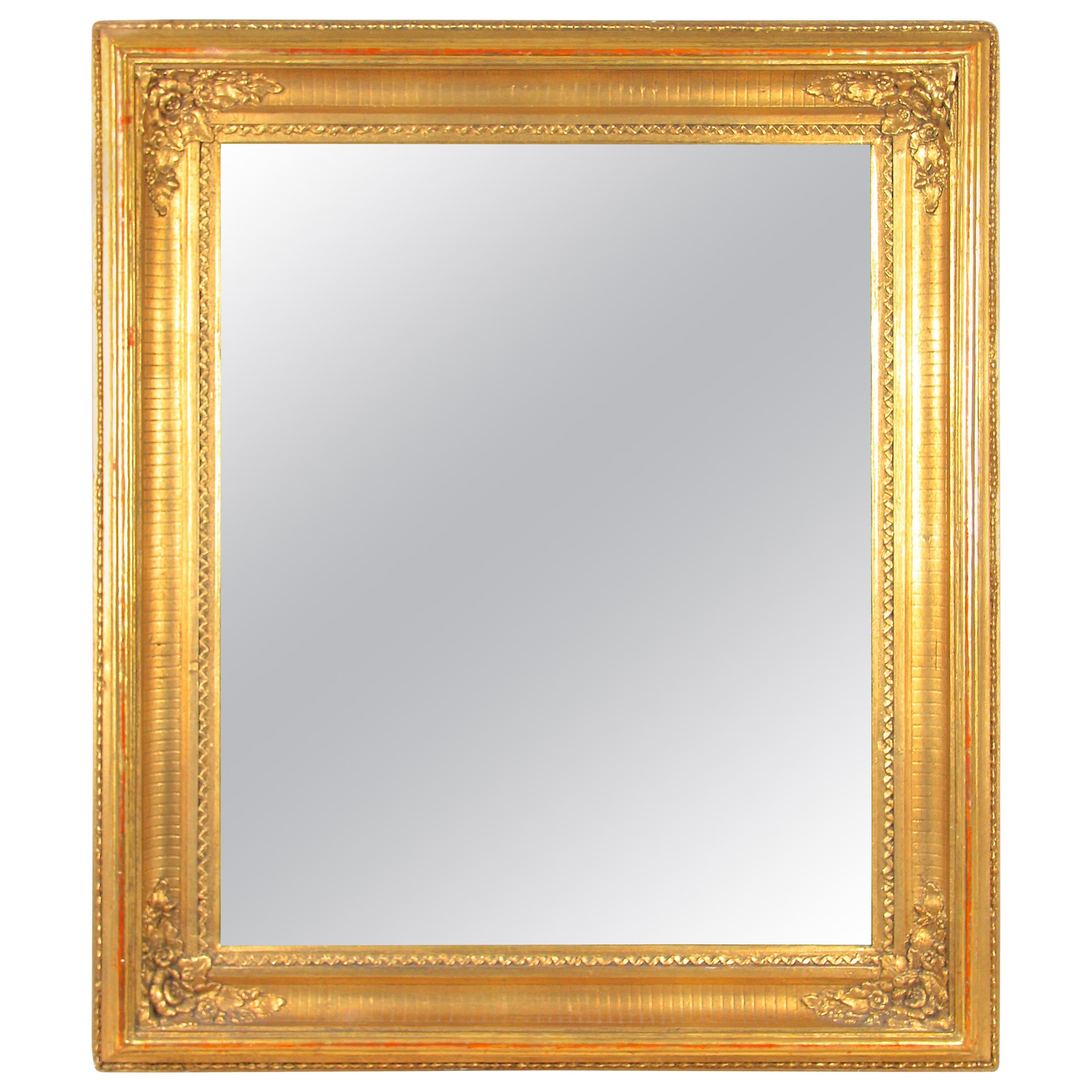 Golden Biedermeier Wall Mirror with Floral Stucco Works, Austria, circa ...