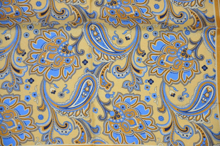 Golden Border with Multicolor Paisley Silk Handkerchief For Sale at 1stDibs