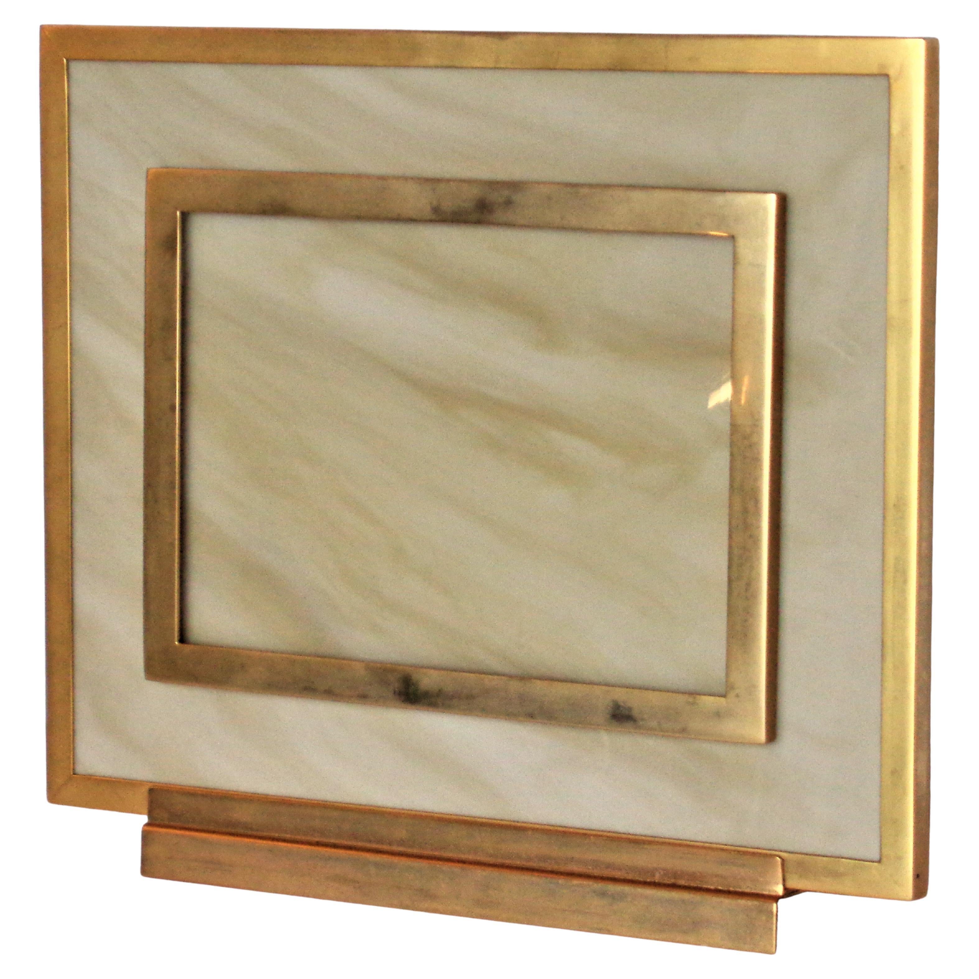 Multi-Color Photo Frame with Lapis Lazuli Inserts and Brass-Plated ...