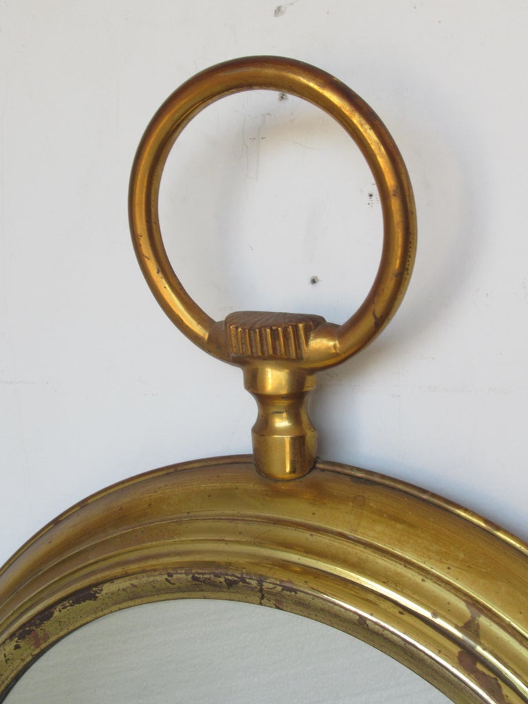 Brass Pocket Watch Wall Mirror in the Style of Piero Fornasetti at 1stDibs