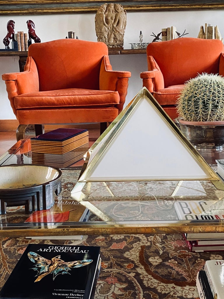 Golden Brass Pyramidal Table Lamp, Christos, Italy, 1970 For Sale at ...